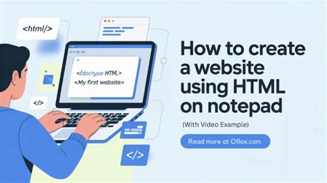 how to create a website using html on notepad with example