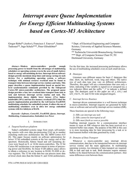 PDF Interrupt Aware Queue Implementation For Energy Efficient Multitasking Systems Based On