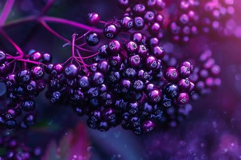 Closeup Of A Cluster Of Elderberries Premium Ai Generated Image