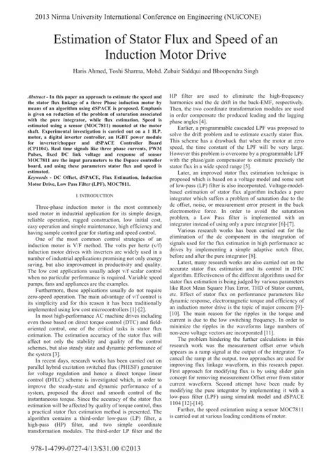 estimation of stator flux and speed of an induction motor drive [pdf