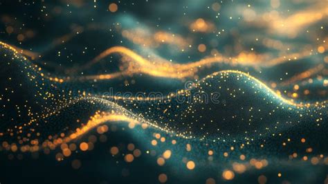 Abstract Golden Particles Wave Digital Art Stock Illustration Illustration Of Pattern Graphic