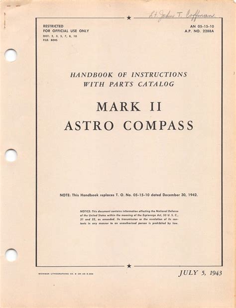 1943 Mark Ii Astro Compass Instructions World War Ii Book Flight Manual Cd 1946522693