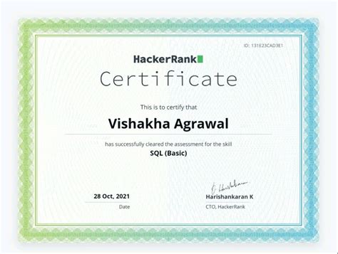 vishakha agrawal on linkedin hackerrank sql basics certificate