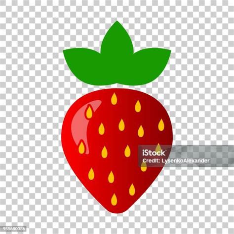 딸기 과일 벡터 아이콘 서명 익은 베리 그림입니다 비즈니스 개념 간단한 평면 그림 격리 투명 배경에서 0명에 대한 스톡 벡터 아트 및 기타 이미지 Istock