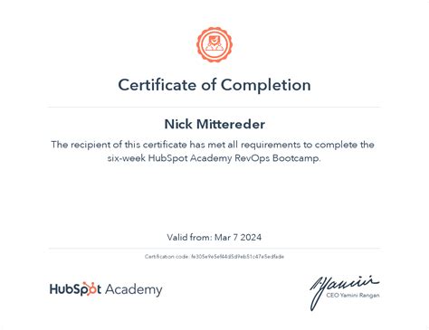 Hubspot Academy Revops Bootcamp Certification