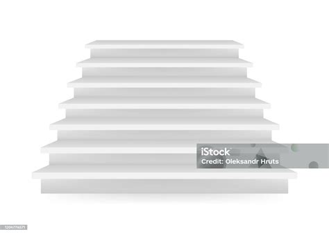 흰색 계단의 상세한 그림입니다 벡터 스톡 일러스트레이션입니다 3차원 형태에 대한 스톡 벡터 아트 및 기타 이미지 3차원 형태 개념 개선 Istock