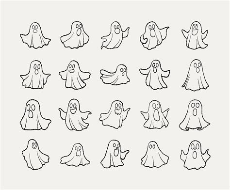 Cute Ghost Doodle Set 51533102 Vector Art At Vecteezy