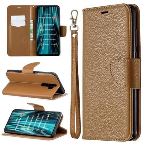 Classic Luxury Litchi Leather Phone Wallet Case For Mi Xiaomi Redmi Note 8 Pro Brown Xiaomi
