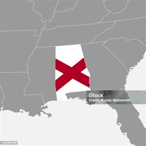 Alabama State Map With Flag Vector Illustration Stock Illustration