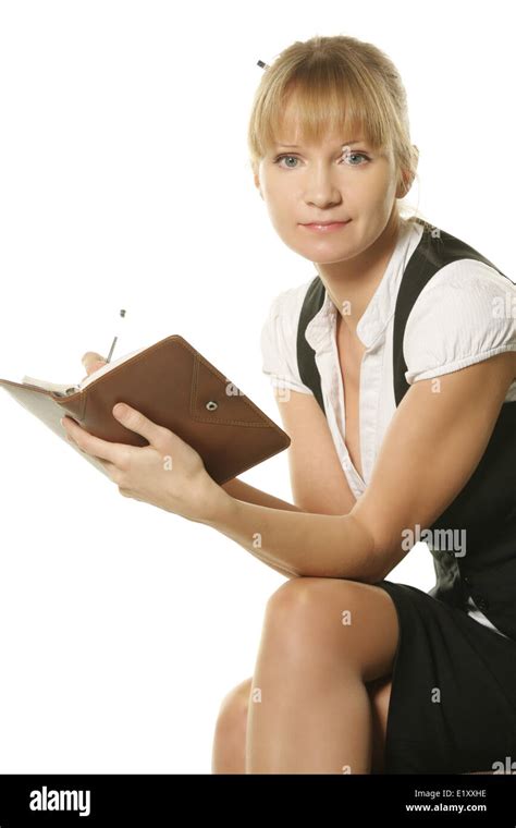 Woman With Notepad Stock Photo Alamy