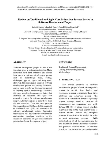 Pdf Review On Traditional And Agile Cost Estimation Success Factor In Software Development