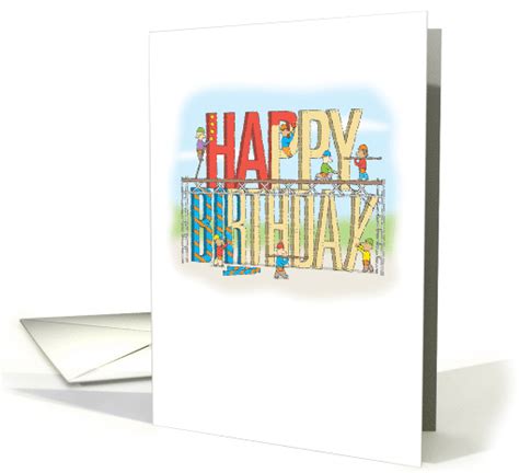 Birthday Construction Workers Dream Big Card 1669112