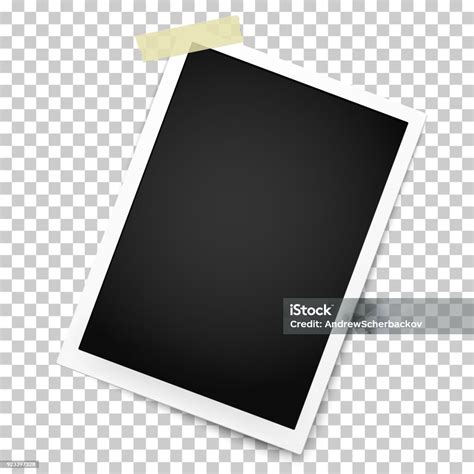 스티커 테이프에 직선 가장자리와 현실적인 벡터 사진 프레임 템플릿 사진 디자인입니다 0명에 대한 스톡 벡터 아트 및 기타 이미지