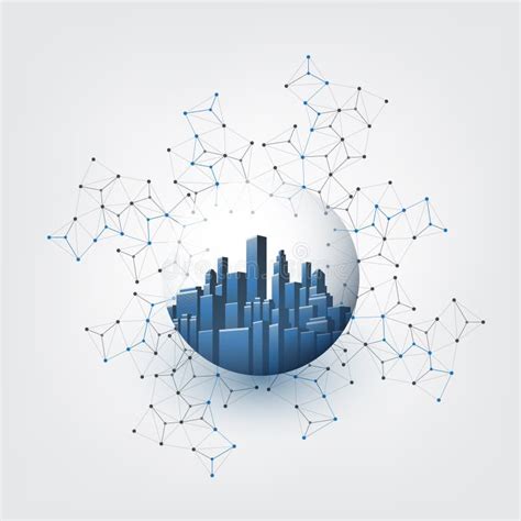 futuristic smart city iot and cloud computing design concept with polygonal mesh cluster and