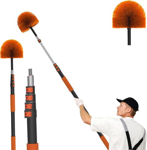 26ft Reach Cobweb Duster With Extension Pole Spider Web Brush For Cleaning Extendable