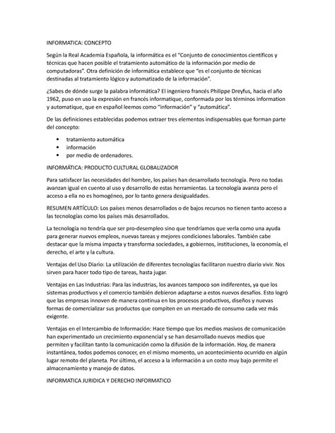 Informatica Informatica Concepto Según La Real Academia Española La Informática Es El