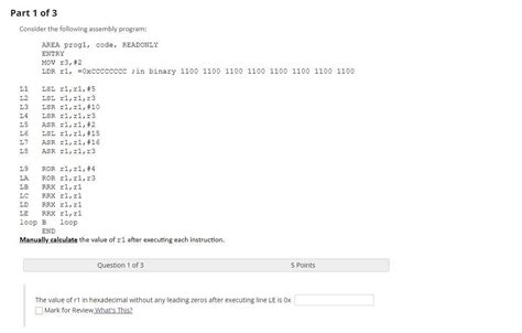 Solved Consider The Following Assembly Program Question 1