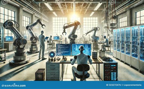 Engineers Working On Advanced Robots And Ai Systems In High Tech