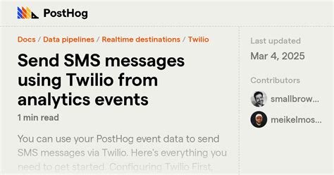 Send Sms Messages Using Twilio From Analytics Events Docs Posthog