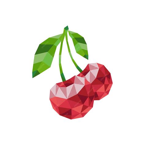 Premium Vector Geometric Polygonal Red Cherry Logo Icon Vector