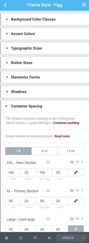 Style Kits Docs Elementor Container Spacing