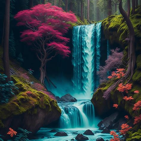 Premium Ai Image Aigenerated Beautiful Colorful Natural Waterfalls