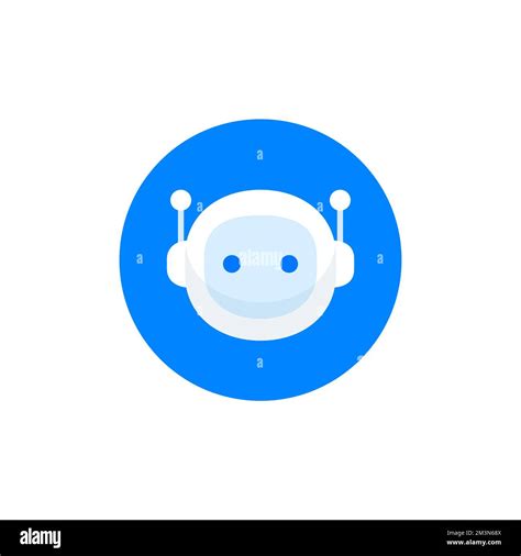 Robot Head Icon In Circle Chatbot Sign Design Voice Support Service