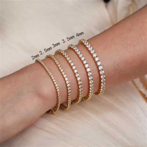 Sterling Silver Gold Plated 5a Quality Cz Tennis Bracelet Rhodium