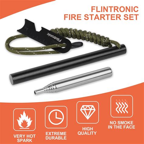 Survival Fire Steel Flint Striker Steel Fire Starter Kit Magnesium