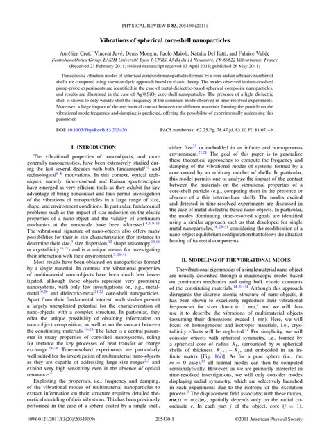 pdf vibrations of spherical core shell nanoparticles
