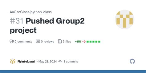 Pushed Group2 Project By Fiyinfoluwa1 · Pull Request 31 · Aucscclasspython Class · Github