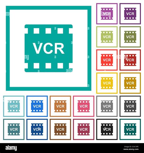 Vcr Movie Standard Flat Color Icons With Quadrant Frames On White Background Stock Vector Image