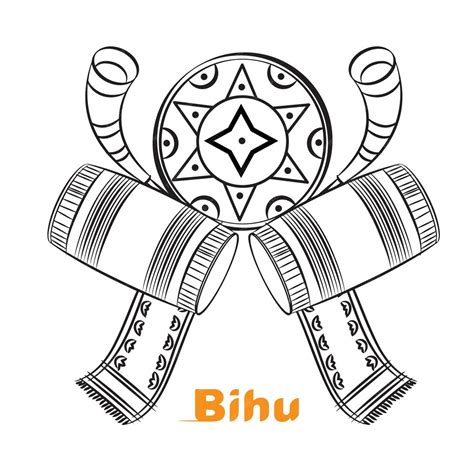 Illustration De Dessin En Ligne De Happy Bihu Vecteur Premium