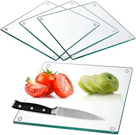 Set Of 4 Tempered Glass Cutting Board 10x10 Small Square Chopping