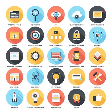 Set Of Seo And Development Icons Stock Vector Illustration Of