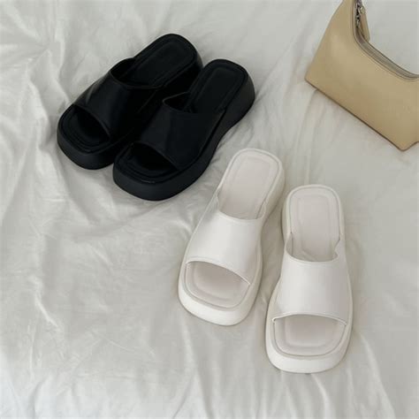 발편한 가죽 가보시 통굽 키높이 슬리퍼 55cm 2컬러