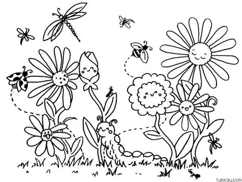 Daisy Ladybug Sun Bee Spring Coloring Page Turkau
