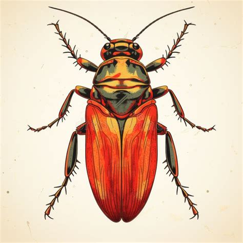 Vintage Style Hand Coloured Roach Illustration Stock Illustration