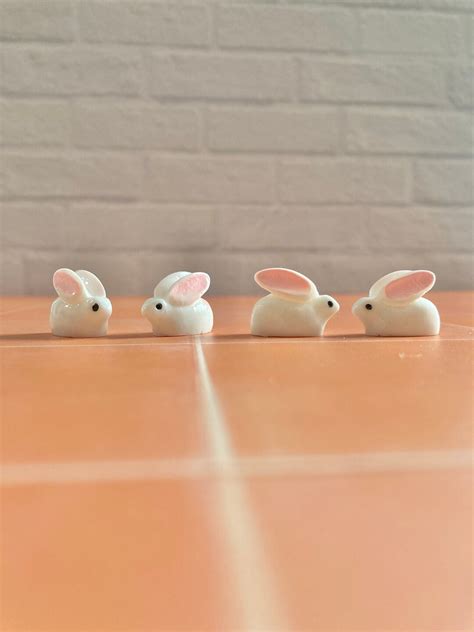 4 Tiny Plastic Bunnies For Fairy Garden And Crafting Etsy