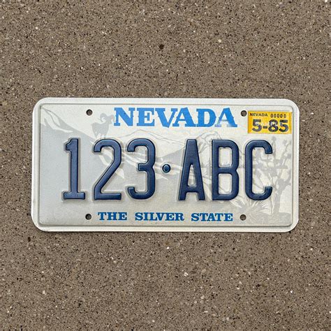 1985 Nevada Sample License Plate Auto Tag 123 Abc License Plate