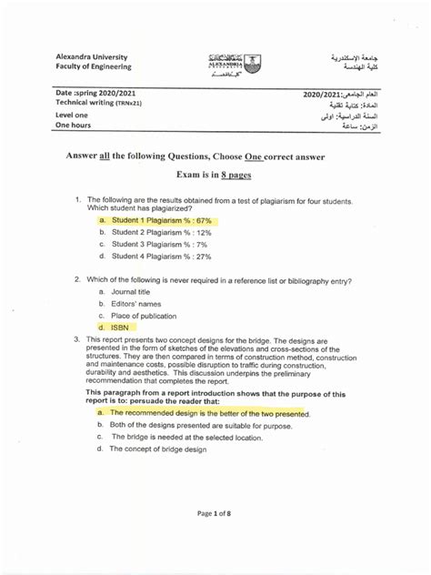 Technical Writing Final Exam Spring 2021 Pdf