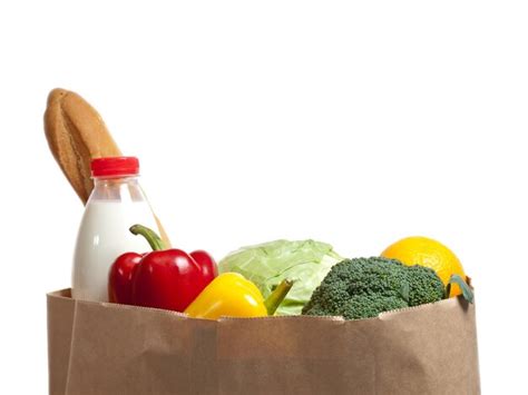Bolsa De Papel Llena De Comida Foto Premium