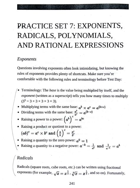 Solution Sat Math Practice Exponents Radicals Polynomials Rational Expressions With Answers