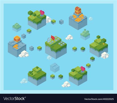 Stage Game Level Map Design For Arcade Computer Vector Image