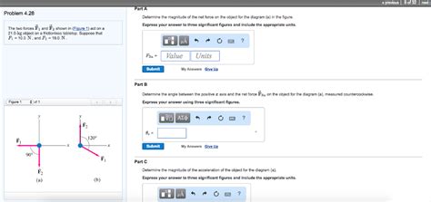 Solved Problem 4 28 The Two Forces F And F2 Shown In Figure