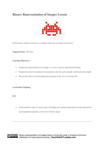 computing theory binary representation of images teaching resources