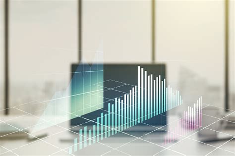 현대 노트북 배경 은행 및 회계 개념에 추상적 인 창조적 인 금융 다이어그램의 이중 노출 무역에 대한 스톡 사진 및 기타 이미지 무역 증권 시장과 거래소 0명