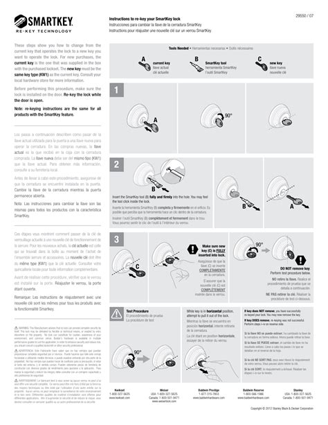 Kwikset SmartKey Lock Instructions To Re Key User Manual Pages Original Mode