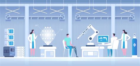 보철물로 생체 공학 다리를 가진 남자 프리미엄 벡터