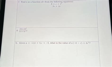 Solved F Find Z As A Function Of T From The Following Chegg